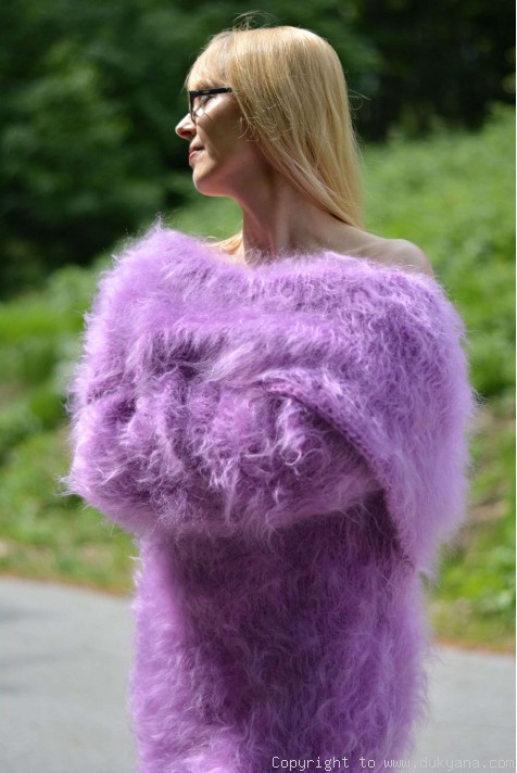 Hand knitted soft and silky cowlneck mohair sweater/CL16